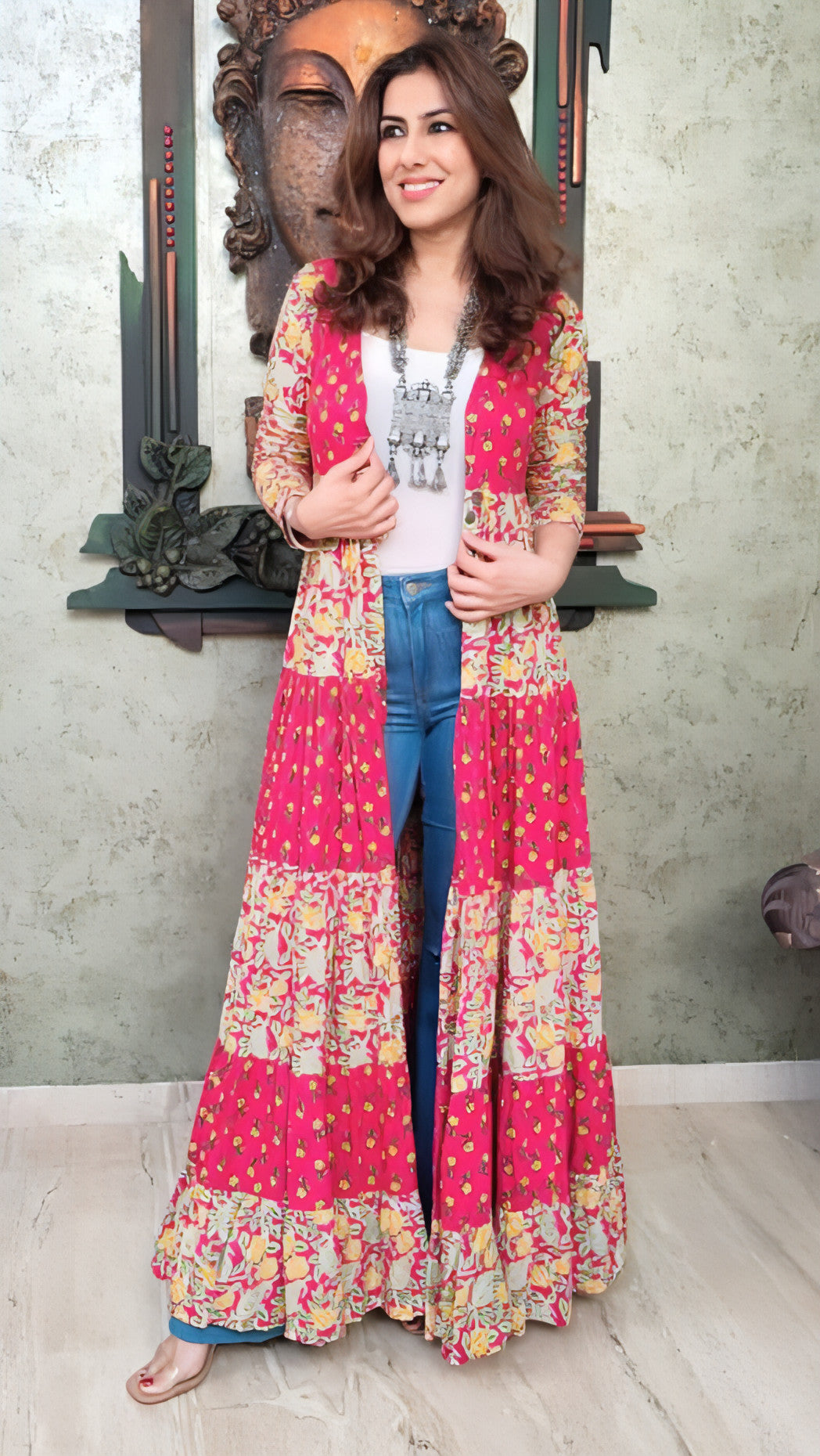 Gulabi Pink Long Cape Jacket – Label DC