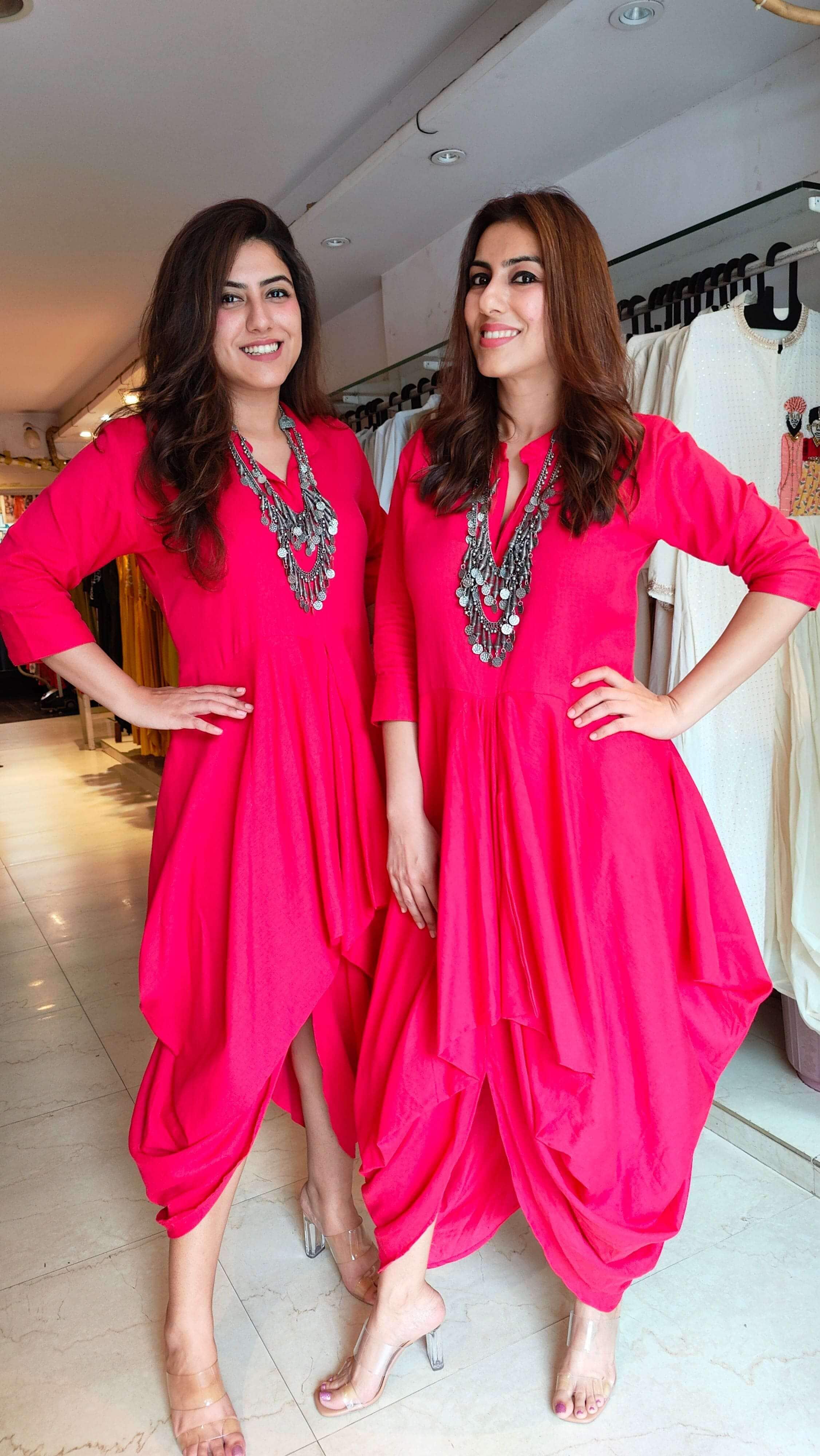 Pink Dhoti Dress With Necklace – Label DC