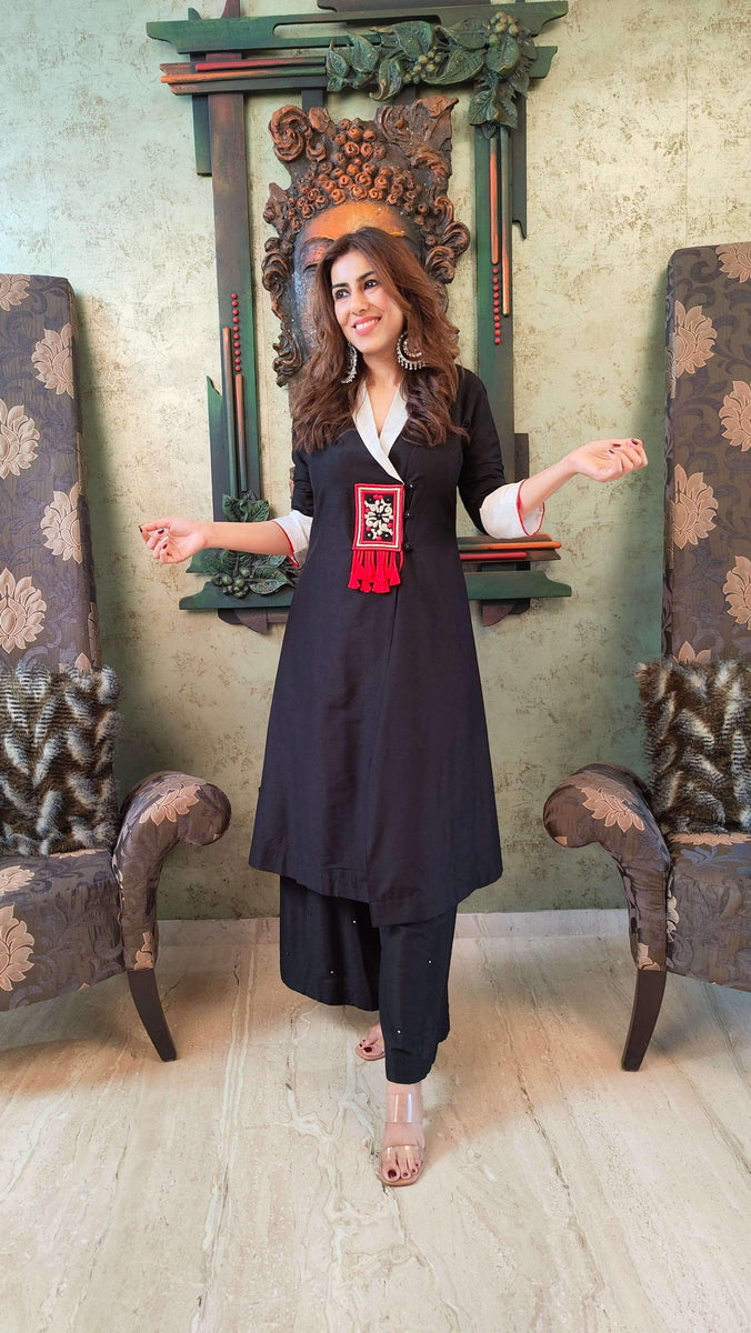 White Black Blazer Kurta Set – Label DC