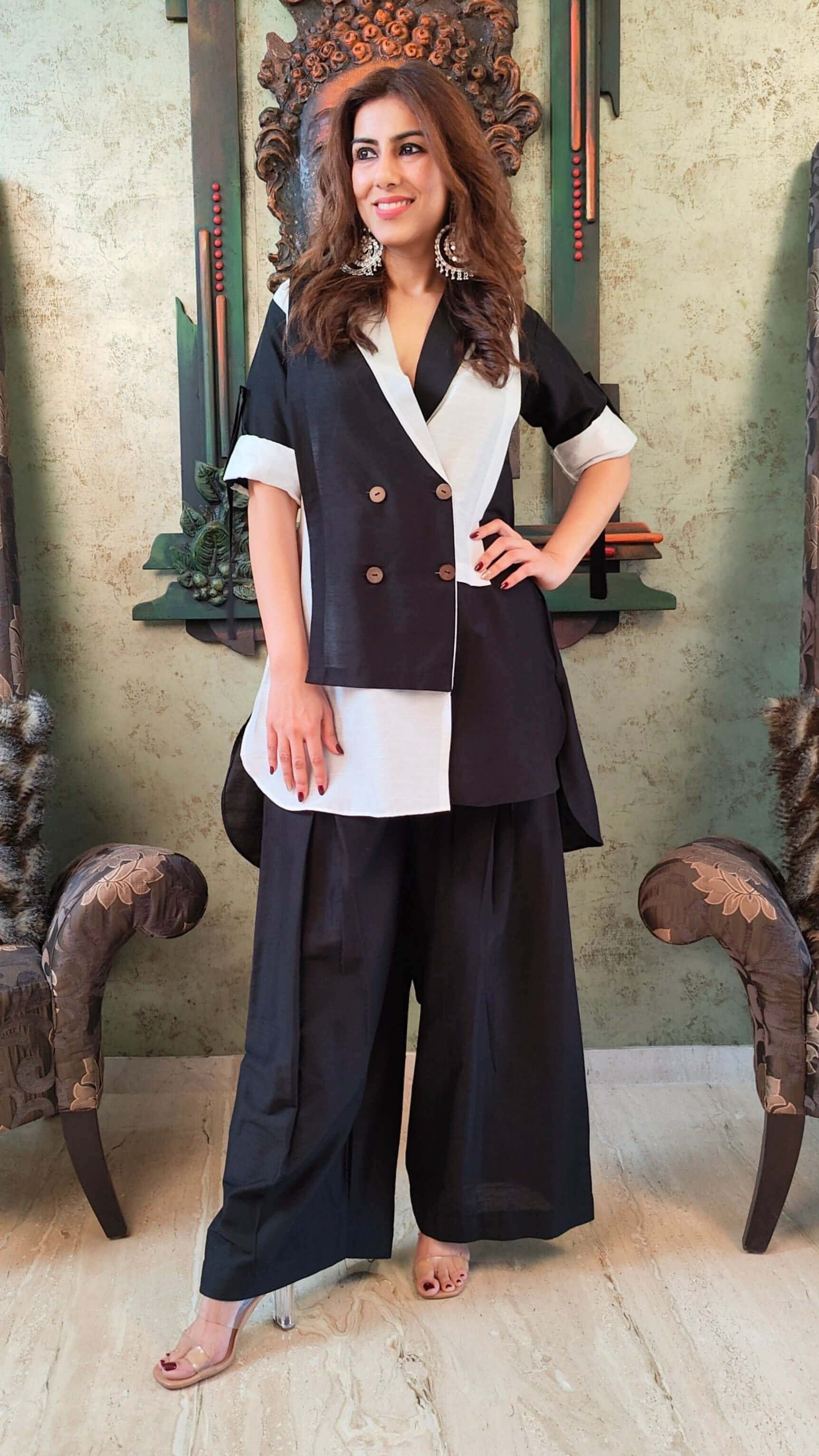 White Black Blazer Set – Label DC