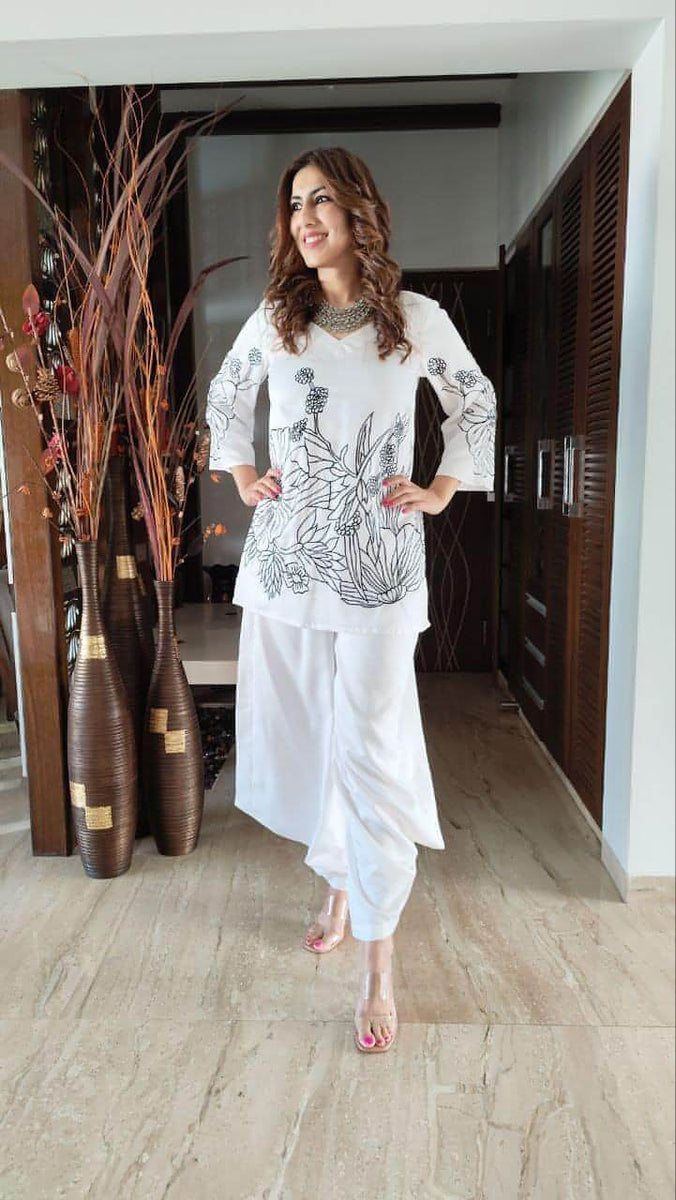 Coord set - White Black Flower Embroidery Coord Set buy now on LabelDC ...
